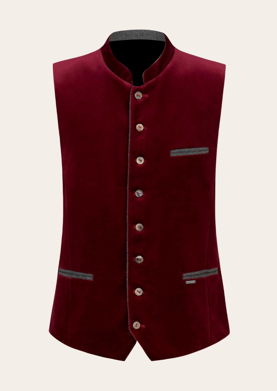 Bavarian Nobleman’s Prestige Trachten Vest – Red Velvet Trachten Vest ...