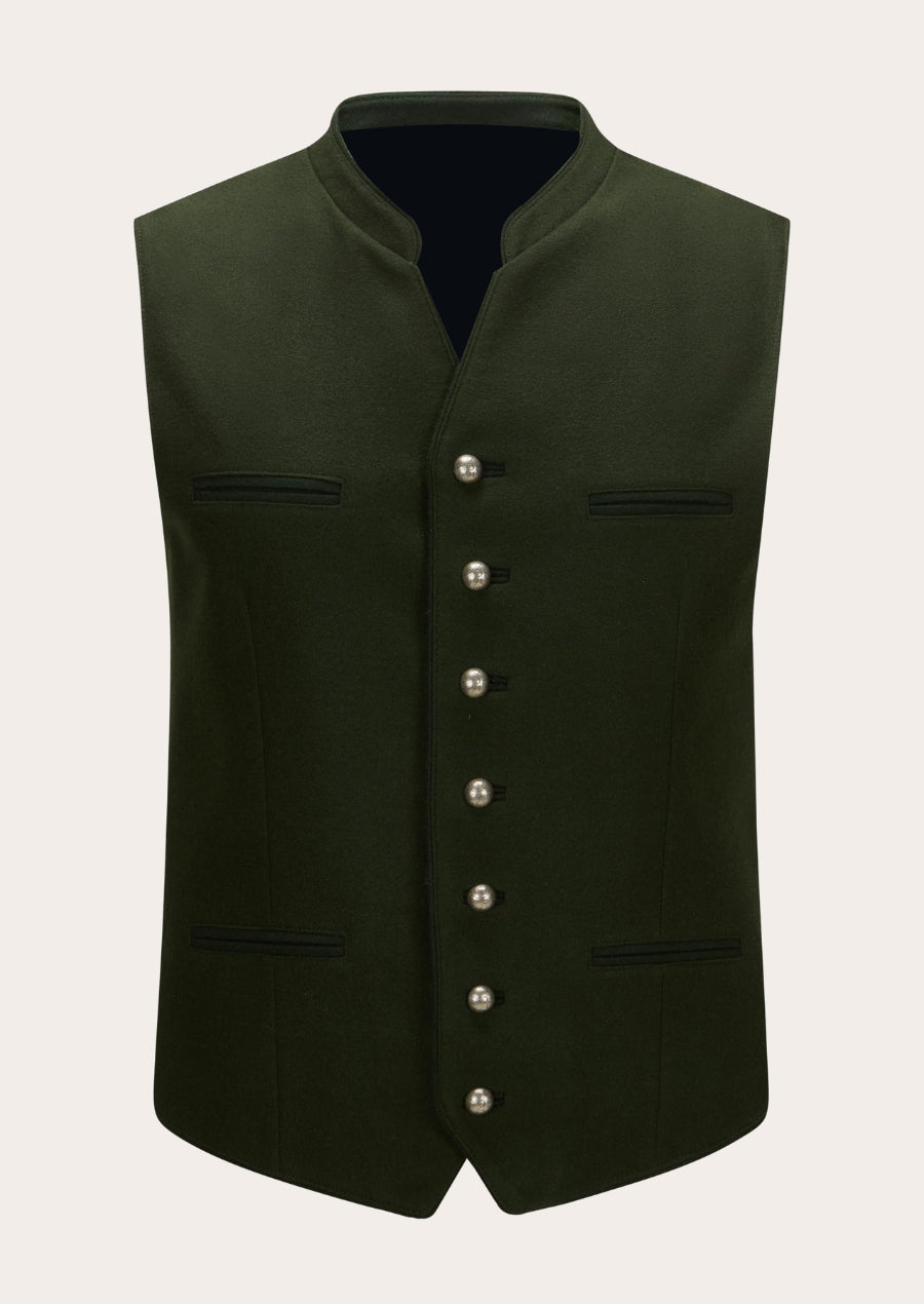 Green Wool Bavarian Vest – Classic Oktoberfest Look – German Outfits