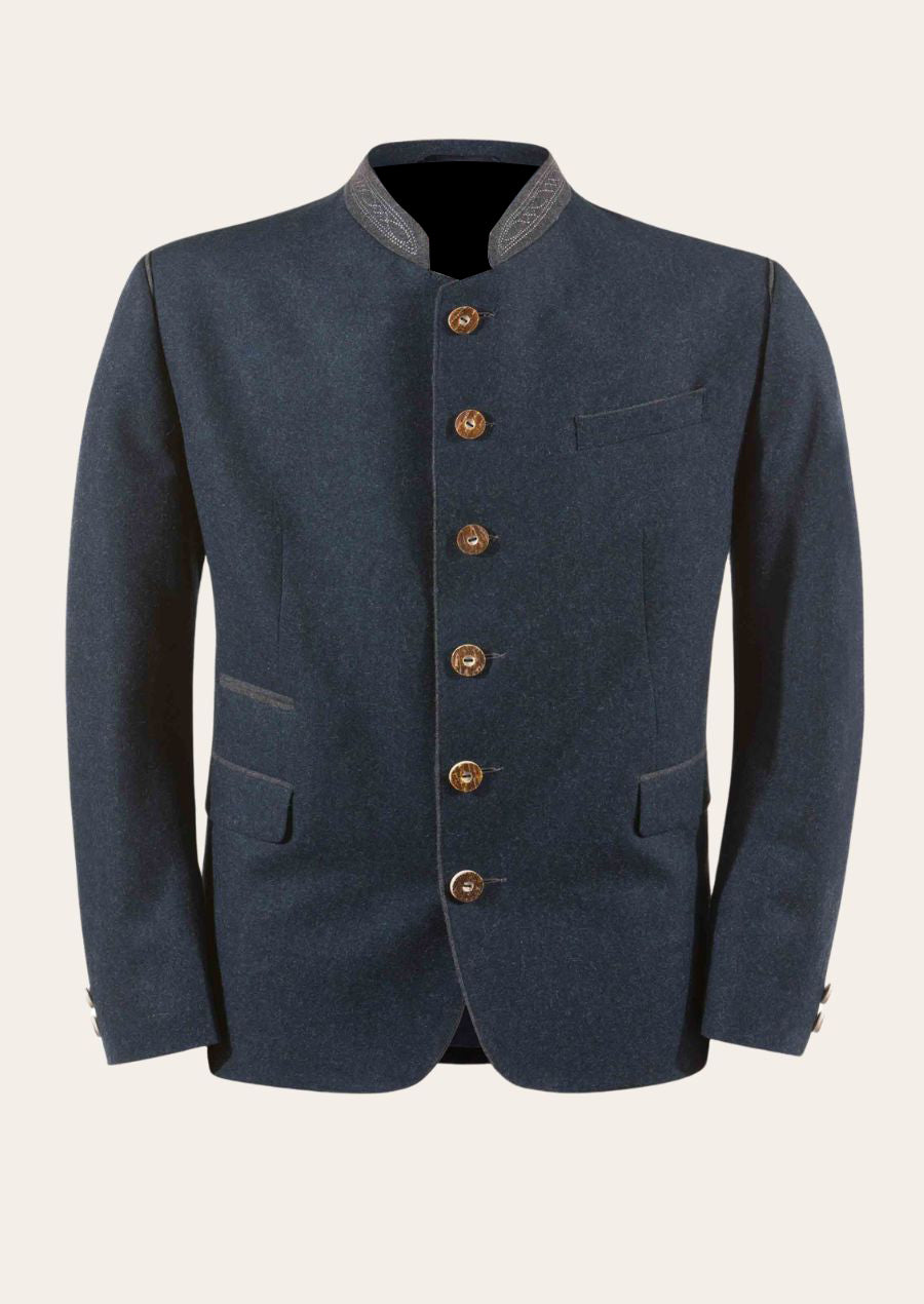 Traditional Alpine Trachten Jacket – Navy Wool Oktoberfest Coat ...