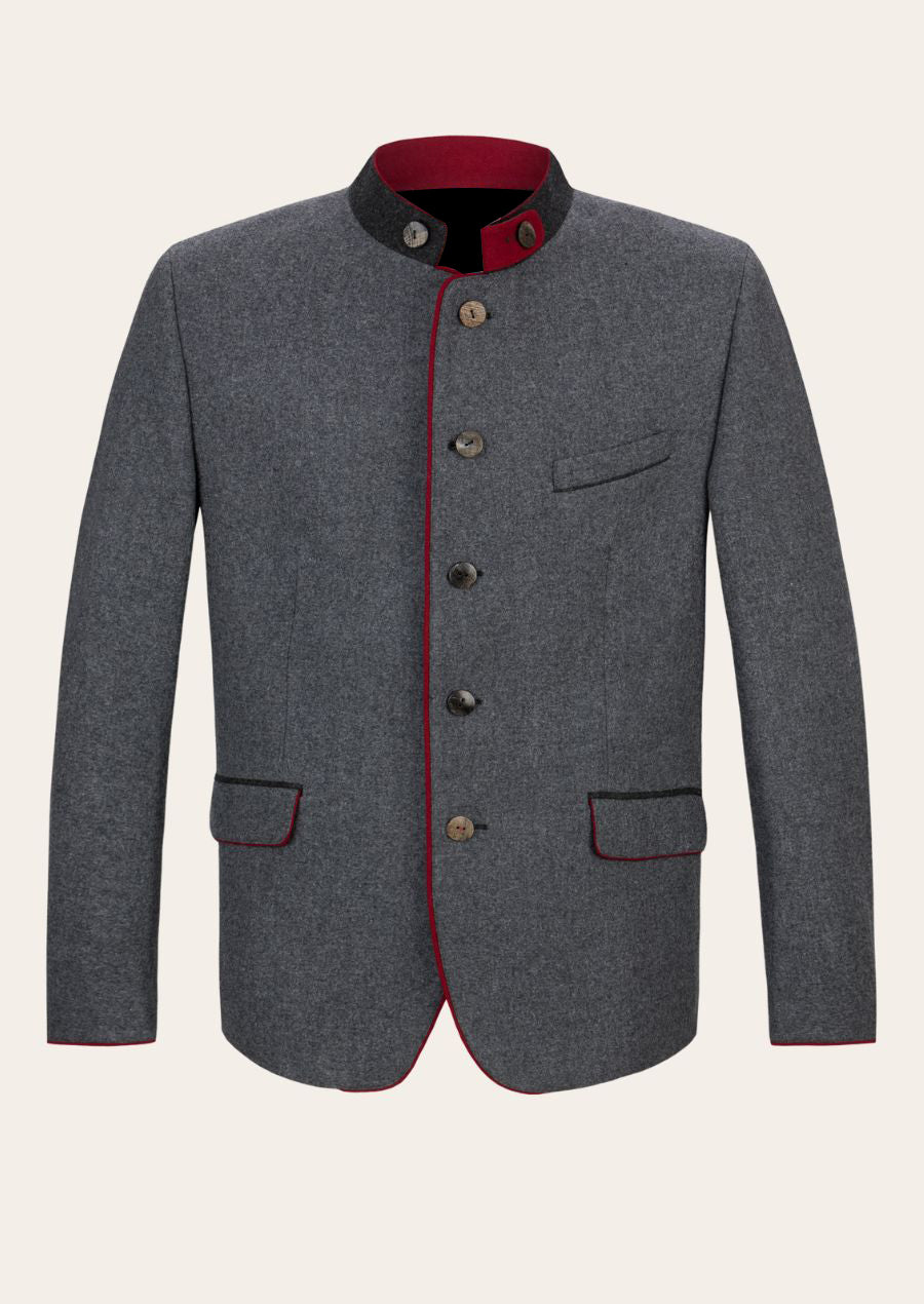 Traditional Wiesn Trachten Jacket – Classic Grey Wool Bavarian Coat ...